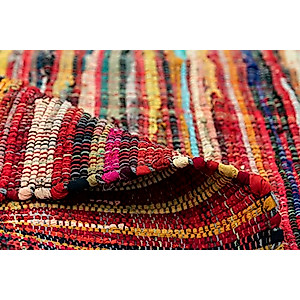 HOMEMONDE 4x6 Area Rug 100% Recycled Handmade Chindi Rag Carpet Colorful Boho Rugs for Living Room, Bedroom, Kitchen