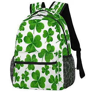 Fzsopd St. Patrick's Day Clover Backpack for Women Men Lightweight Daypack Rucksack Laptop Backpack Shoulder Bag for Travel Work Camping Sports