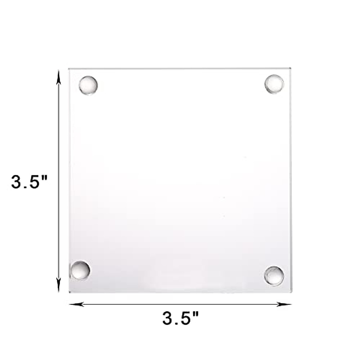 YOUEON Set of 6 Glass Drink Coaster Set, 3.5"x3.5" Crystal Clear Square Tabletop Protection Mat, Decorative Glass Plates for Mugs, Cups, Dining Tables, Office, Kitchen, Home Decor and Parties