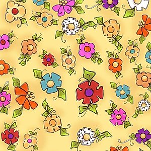 Loralie Designs Happy Blooms Yellow Fabric by The Yard for Quilting