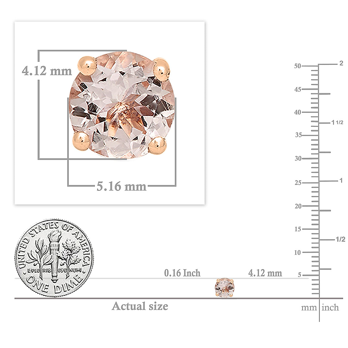 Dazzlingrock Collection 5mm Each Round Morganite Solitaire Stud Earrings for Women in 18K Rose Gold in Screw Back