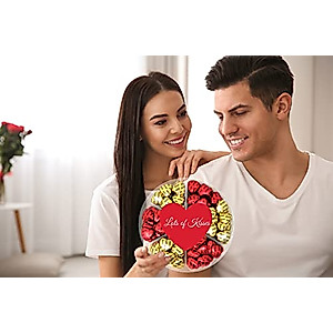 Valentine's Day Chocolate Candy Gift Basket, Reese's Peanut Butter Hearts in Gold and Red, in a 6 Sectional Gift Tray, Peanut Butter Hearts with Red and Gold Foils, Heart Adorned 6 Sectional Tray for Wife, Husband, Couples, Friends, Men and Women