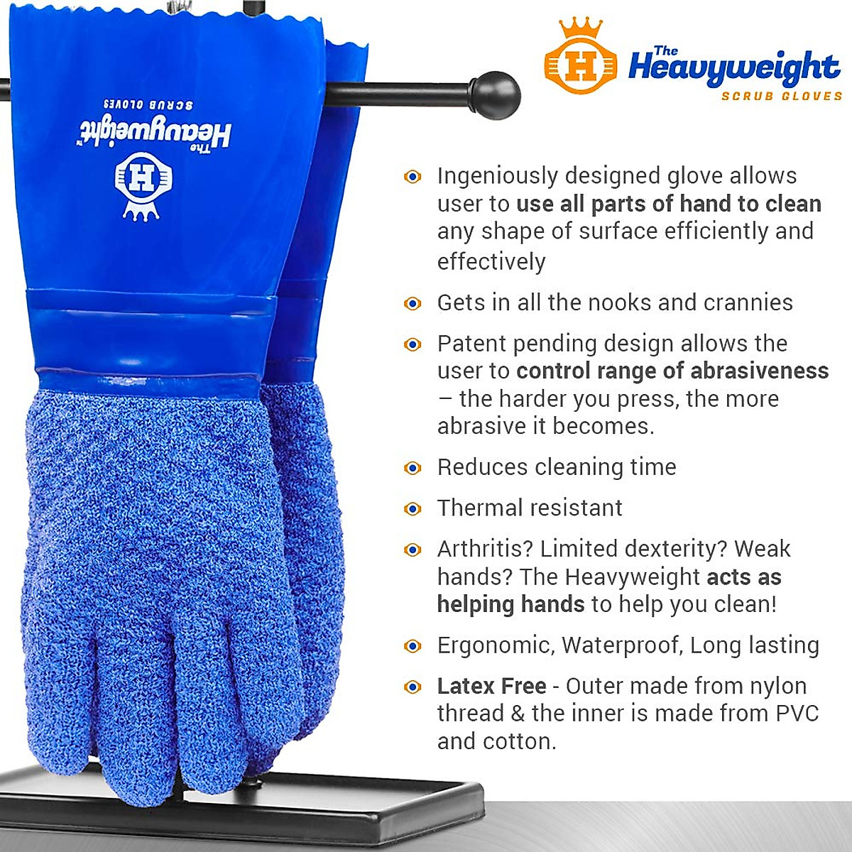 The Heavyweight Scrub Gloves – Blue - Regular