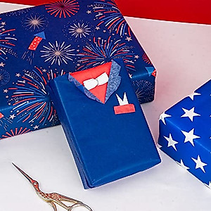 WRAPAHOLIC Wrapping Tissue Paper - 60 Sheets 14 x 20 Inch Blue Red White Tissue Paper Bulk for Independence Day Gift Wrapping, Arts & Crafts, Packing and Decorations