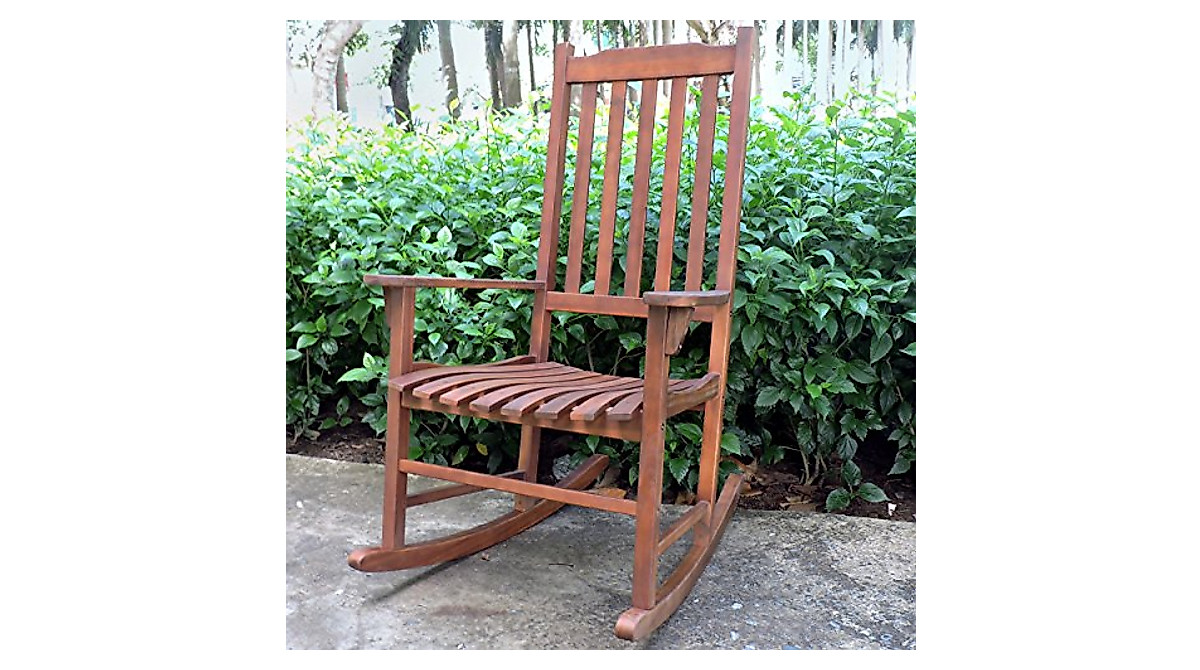 Merry Products Rocking Chair - Durable Acacia Wood Indoor & Outdoor