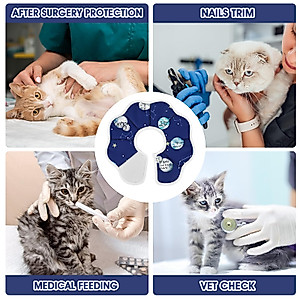 TIESOME Small Cat Cone Collars, Adjustable Kitten Recovery Cone Collar After Surgery Fasteners Collars for Small Cats Protective Cat Recovery E-Collar, 6.3-9inch Neck Diameter(S Size, Constellation)