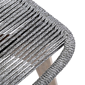 Armen Living Island Modern Outdoor Patio Eucalyptus Wood and Rope Dining Chairs, Set of 2, Gray/Teak