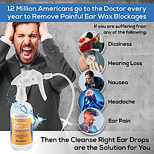 Cleanse Right - Ear Wax Removal Kit- USA MADE Ear Spiral, Cotton Swab Alternative, USA Made, Reusable, Dishwasher Friendly Tips! Wash Basin, Syringe. Cleaner Irrigation Tool to Remove Earwax Blockage