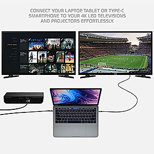 VOLT+ USB C to HDMI Cable, 6FT, 4K, Thunderbolt 3/4 USB C HDMI Adapter Compatible for Samsung Galaxy S6 to S23, Chromebook, Samsung Tabs, MacBook Pro/Air, iMac, iPad Pro, Surface, Dell, HP, TV