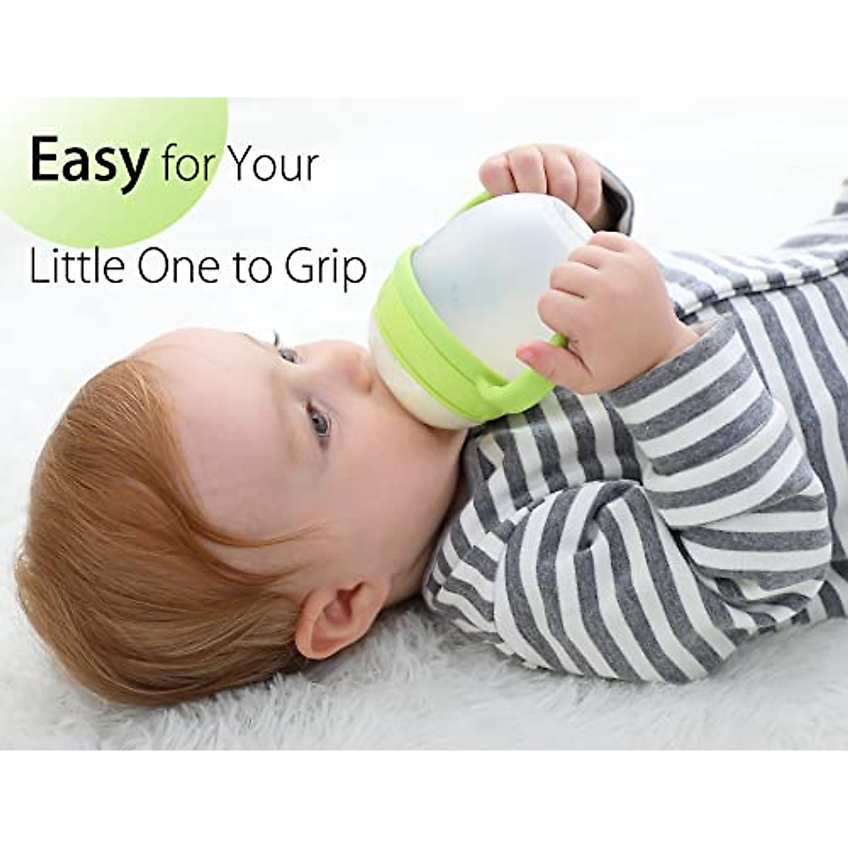 Baby Bottle Handles for Comotomo 5 Ounce & 8 Ounce Silicone Baby Bottles, Compatible Comotomo Bottle Holder for Baby, Pack of 2, Green
