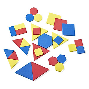 hand2mind Foam Attribute Blocks Student Kit, Geometry Set, Preschool Learning, Manipulatives for Preschool, Montessori Math, Shapes for Toddlers, Home Schooling Materials Pre-K (Set of 60 Blocks)