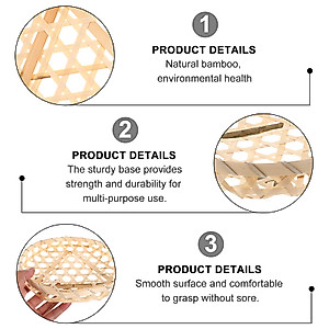 Hemoton 3PCS Bamboo Woven Basket Flat Wicker Round Egg Basket Natural Handmade Food Vegetables Fruits Storage Shallow Tray Organizer Holder Bowl for Home Kitchen