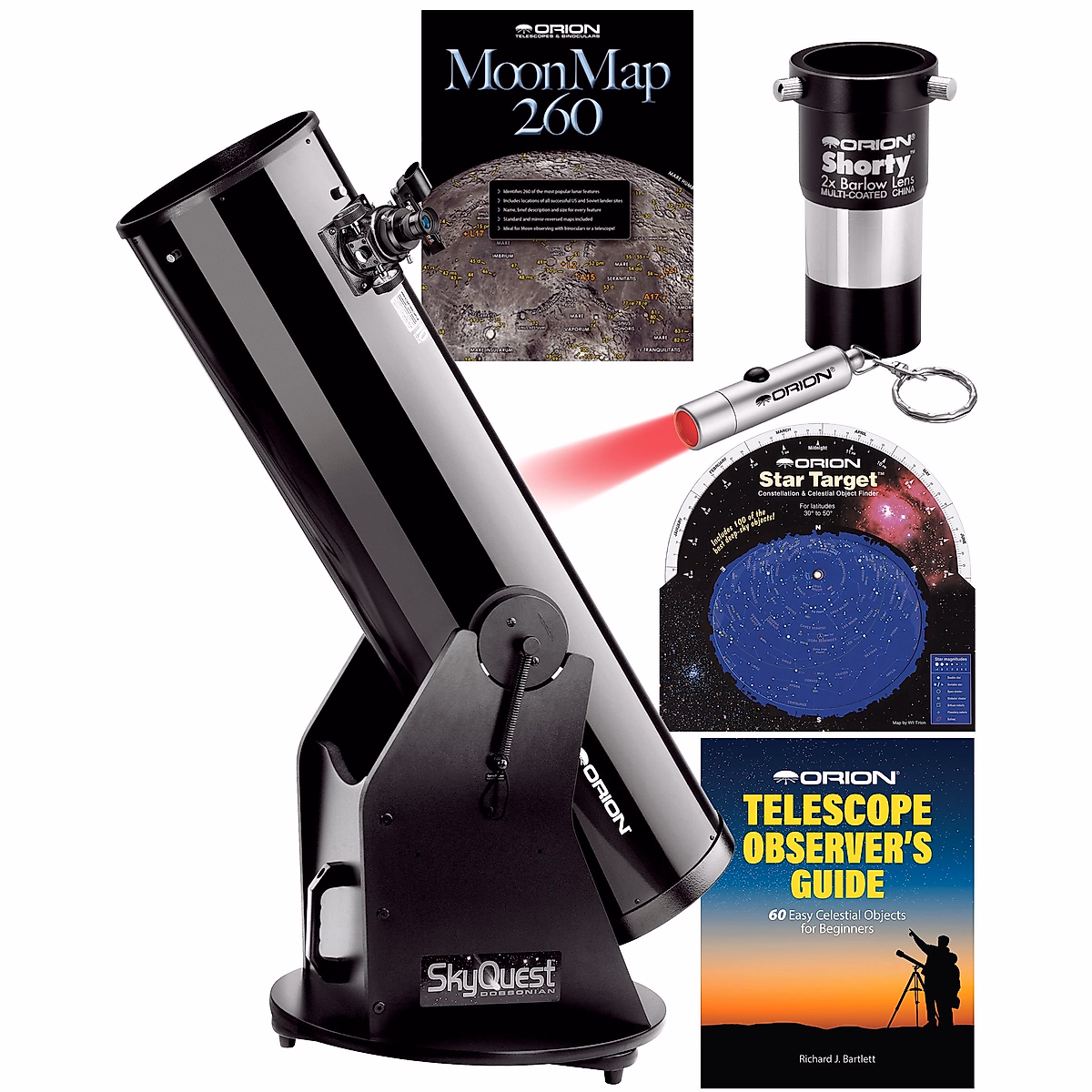 Orion SkyQuest XT10 Classic Dobsonian Telescope Kit for Adults & Families - Big, High Power Scope for The Astronomy Enthusiast with Accessories & Maps