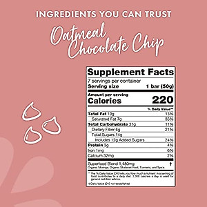 Boobie Bar Superfood Lactation 1.7 Ounce Bars Package May Vary, Oatmeal Chocolate Chip, 6 Count