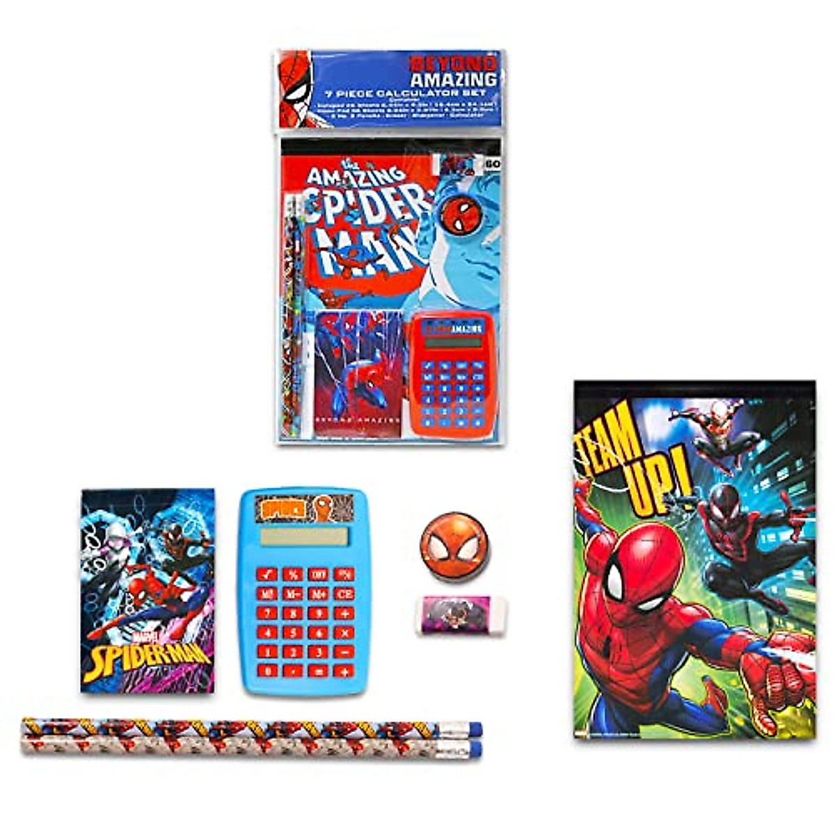 Marvel Spiderman Backpack for Kids, Toddlers - Bundle with Spiderman 16 Inch Backpack Plus Spiderman Lunch Box, Stationery Supplies, Water Bottle, Stickers, and More (Marvel School Supplies Set)