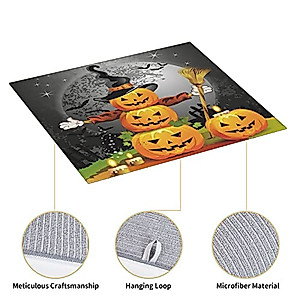 Halloween Pumpkins Printed Drying Mat For Kitchen Ultra Absorbent Microfiber Dishes Drainer Mats Non-Slip Silicone Quick Dry Pad - 18 X 16inch