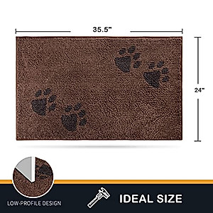 PURRUGS Dirt Trapper Door Mat 24" x 35.5", Non-Skid/Slip Machine Washable Microfiber Entrance Rug, Shoes Scraper, Dog Door Mat, Super Absorbent Floor Mat for Muddy Wet Shoes and Paws, Brown