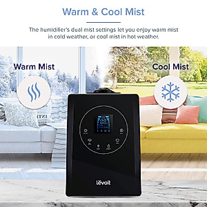 LEVOIT Humidifiers for Large Room Bedroom (6L), Black & Humidifiers for Bedroom Large Room Home, 6L Top Fill Cool Mist Air Ultrasonic for Plants Indoor with Essential Oils Diffuser, Gray