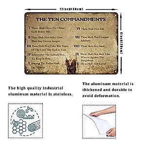 Vintage Ten Commandments Wall Decor,Antique Bible Verse Christian Sign,10 Commandments Wall Art for Bedroom Living Room,Inspirational Motivational Quotes Metal Tin Sign - 8 X 12 Inch