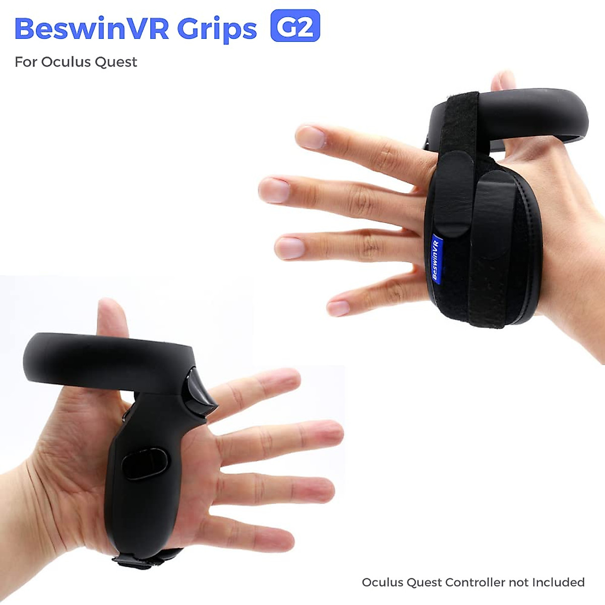 BeswinVR G2- Controller Grips and Knuckle Strap for Oculus Quest, Rift S (Black, 1 Pair)