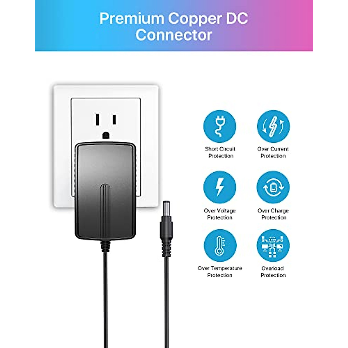 ZOSI DC 12V 2A 2000MA US CCTV Power Supply Adapter for Home Security Camera Surveillance System