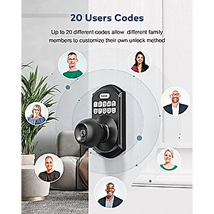 TEEHO Keyless Entry Door Locks with Keypads - Deadbolt Smart Lock - Front Door Lock Set with Door Knob - Auto Lock - Easy Installation - Matte Black