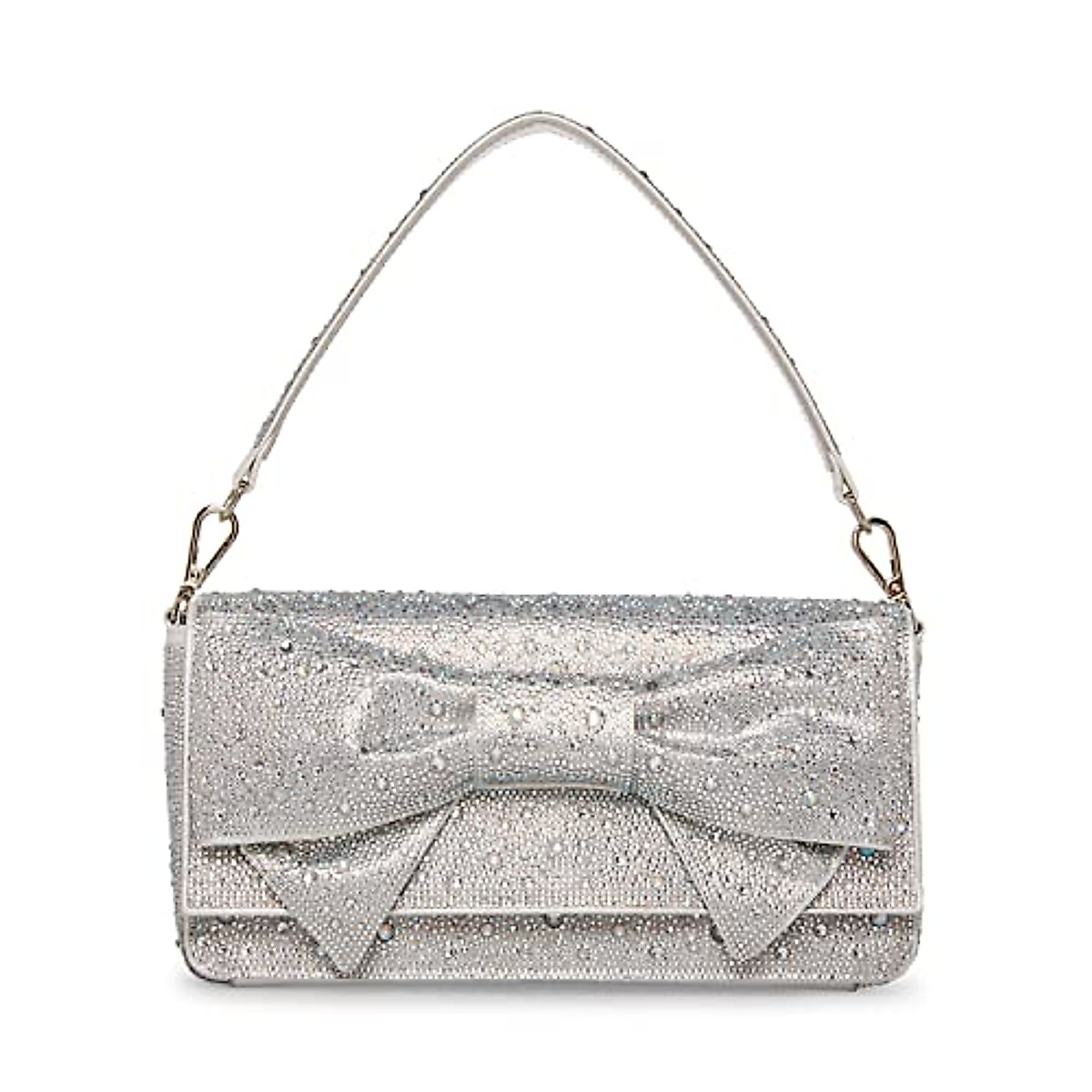 Betsey Johnson Rhinestone Convertible Bow Bag, Silver
