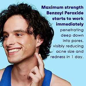 Clean & Clear Persa-Gel 10 Oil-Free Acne Spot Treatment with Maximum Strength 10% Benzoyl Peroxide, Topical Pimple Cream & Acne Gel Medication for Face Acne, Fragrance-Free, 1 fl. oz, 4 Pack