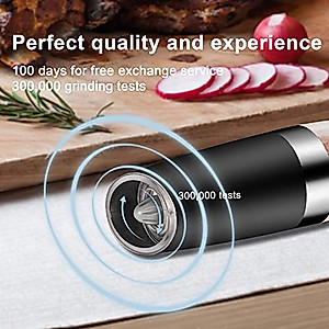 Balabuki Electric Salt and Pepper Grinder Set, Adjustable Coarseness, Salt Grinder with LED Light, 2 Pack