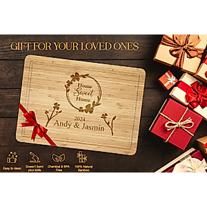 Home Sweet Home Customized Cutting Board, Laser Engraved New Homeowner Couple Gift Ideas, Personalized Engraved Gifts for First Home Present, Housewarming Christmas Gifts