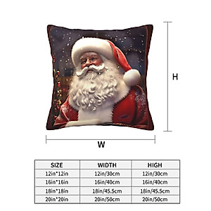 VTCTOASY Santa Claus Print Throw Pillow Covers Fashion Throw Pillow Case Soft Couch Pillows Decorative Square Pillow Covers for Sofa Living Room 20"x20"