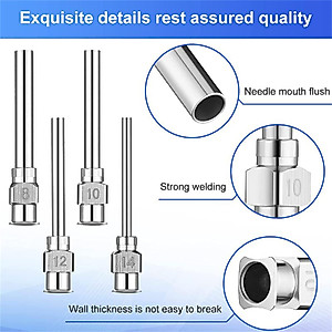 12Pcs 20G Dispensing Needle Set, Stainless Steel Syringe Dispensing Blunt Tip - 2inch/50mm, Blunt Tip, All Metal
