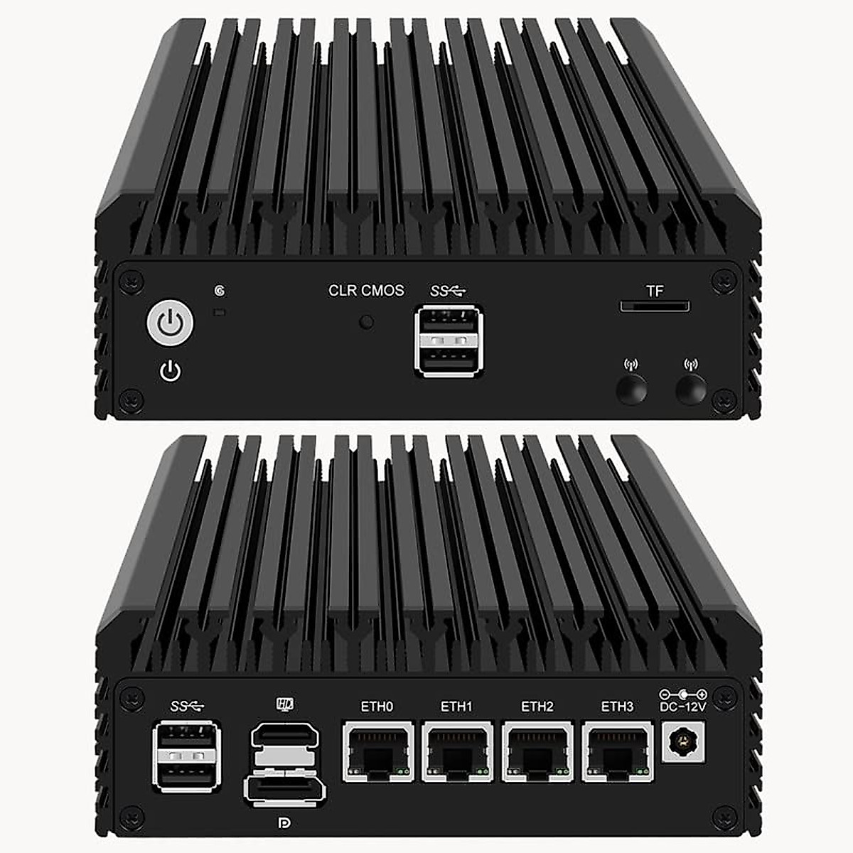 Micro Firewall Appliance Intel N200 Quad Core, 4 Intel I226-V 2.5GbE NIC Ports Fanless Mini PC, Network Gateway Soft Router Mini Computer, Support AES-NI, DDR5 RAM, Barebone, 8GB RAM 128GB SSD