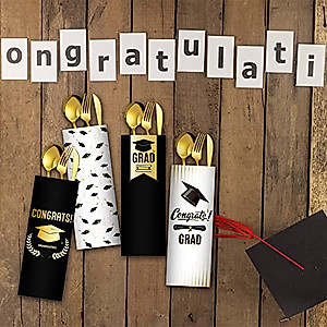 100 Pack 2023 Graduation Silverware Bags Graduation Kraft Paper Utensil Cutlery Holders, Class of 2023 Graduation Party Supplies for College Senior High School Congrats Grad Centerpiece Table Decor