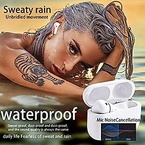 Wireless Earbuds Bluetooth 5.3 with Deep Bass Mic Noise Reduction IPX7 Waterproof Lightning Connector Beats Earbuds Wireless Pro with Charging Case Earbuds with Microphone for Android iPhone White