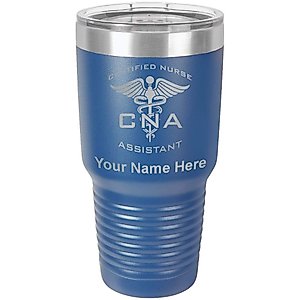 LaserGram 30oz Vacuum Insulated Tumbler Mug, CNA Certified Nurse Assistant, Personalized Engraving Included (Dark Blue)