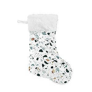 Kigai Christmas Stockings Classic Terrazzo Large Candy Stockings Stuffers Kids Cute Xmas Sock Decorations 1PC for Home Holiday Party 12" x18"