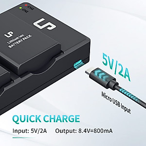 LP EN-EL14 EN EL14a Battery Charger Pack, 2-Pack 1200mAh Battery & Dual Slot Charger, Compatible with Nikon D3100 D3200 D3300 D3400 D3500 D5100 D5200 D5300 D5500 D5600 DF P7000 P7100 P7700 P7800