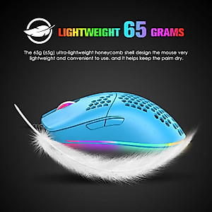 MAGIC-REFINER 60% Mechanical Gaming Keyboard Red Switch Mini 62 Keys Wired Type C 14 Backlit Effects,Lightweight RGB 6400 DPI Honeycomb Optical Mouse Mouse pad for Windows & Mac PC Gamer(Blue)