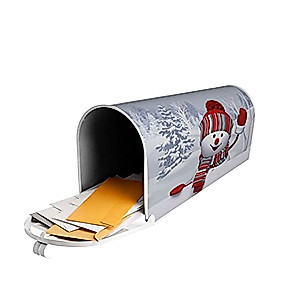 Duduho Winter Snowman Mailbox Cover Magnetic Winter Mailbox Wraps Post Box Cover Décor 21x18 in