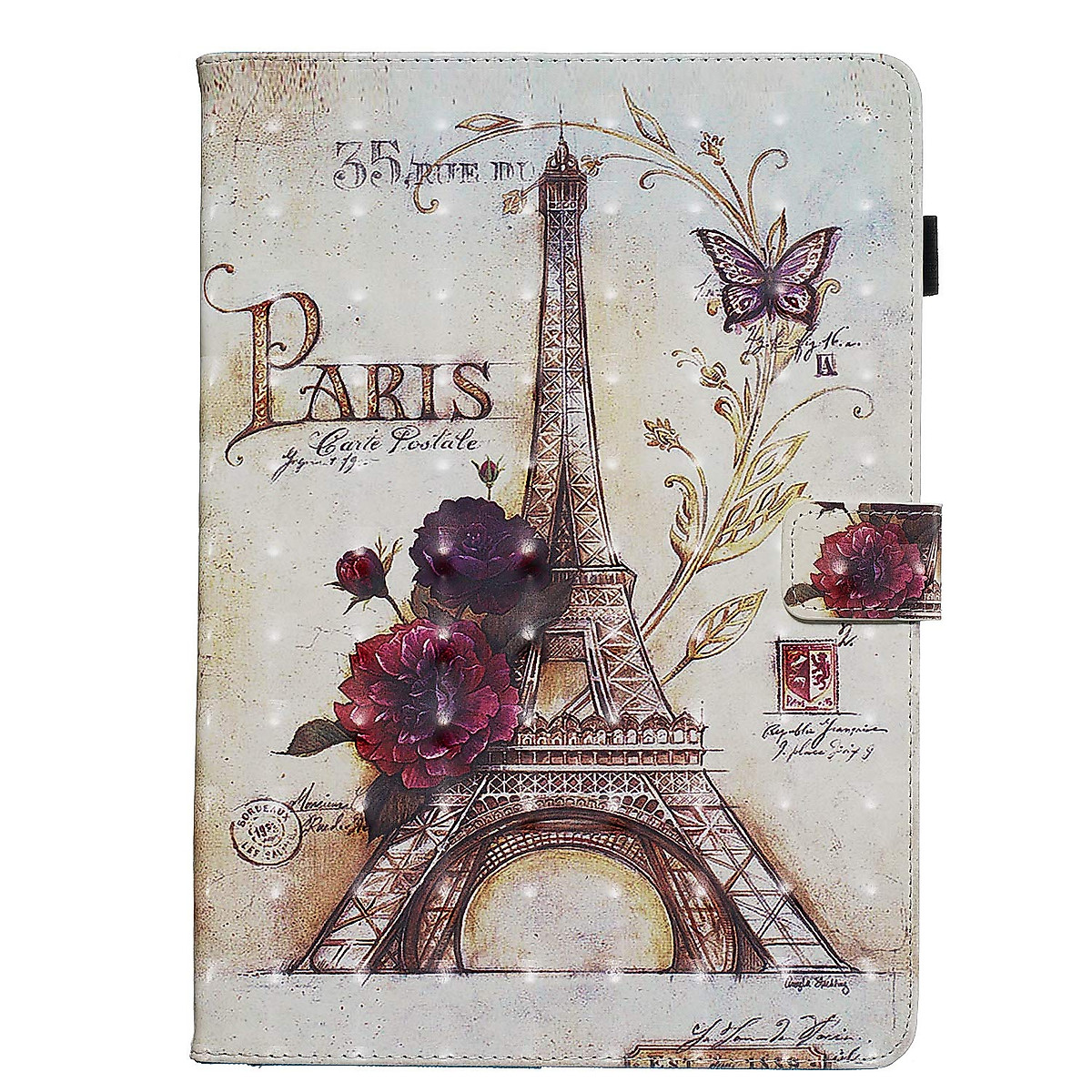 UUcovers iPad 10.2 inch Case 9th/8th/7th Generation (2021/2020/ 2019) & iPad Air 3 (10.5") 2019/iPad Pro 10.5" 2017 with Pencil Holder [Auto Wake/Sleep] Stand Smart PU Leather Folio Cover,Paris Tower