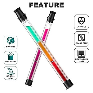 Shot Straw, Alwenid Shot Tube Holder Drinks Straw for Liquor, Beach Pool, Parties, Fits All Standard Bottles, Glasses, Tumbler, BPA-Free, Dishwasher Safe