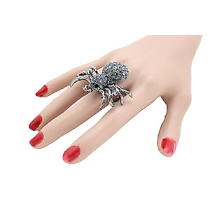 TrendyFashionJewelry Women Fashion Jewelry Spider Ring - Black Metal One Size Elastic Band Insect Scary