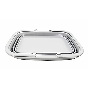 SAMMART SAMMART 9.2L (2.37Gallon) Collapsible Tub with Handle - Portable Outdoor Picnic Basket / Crater - Foldable Shopping Bag - Space Saving Storage Container (1, Grey)