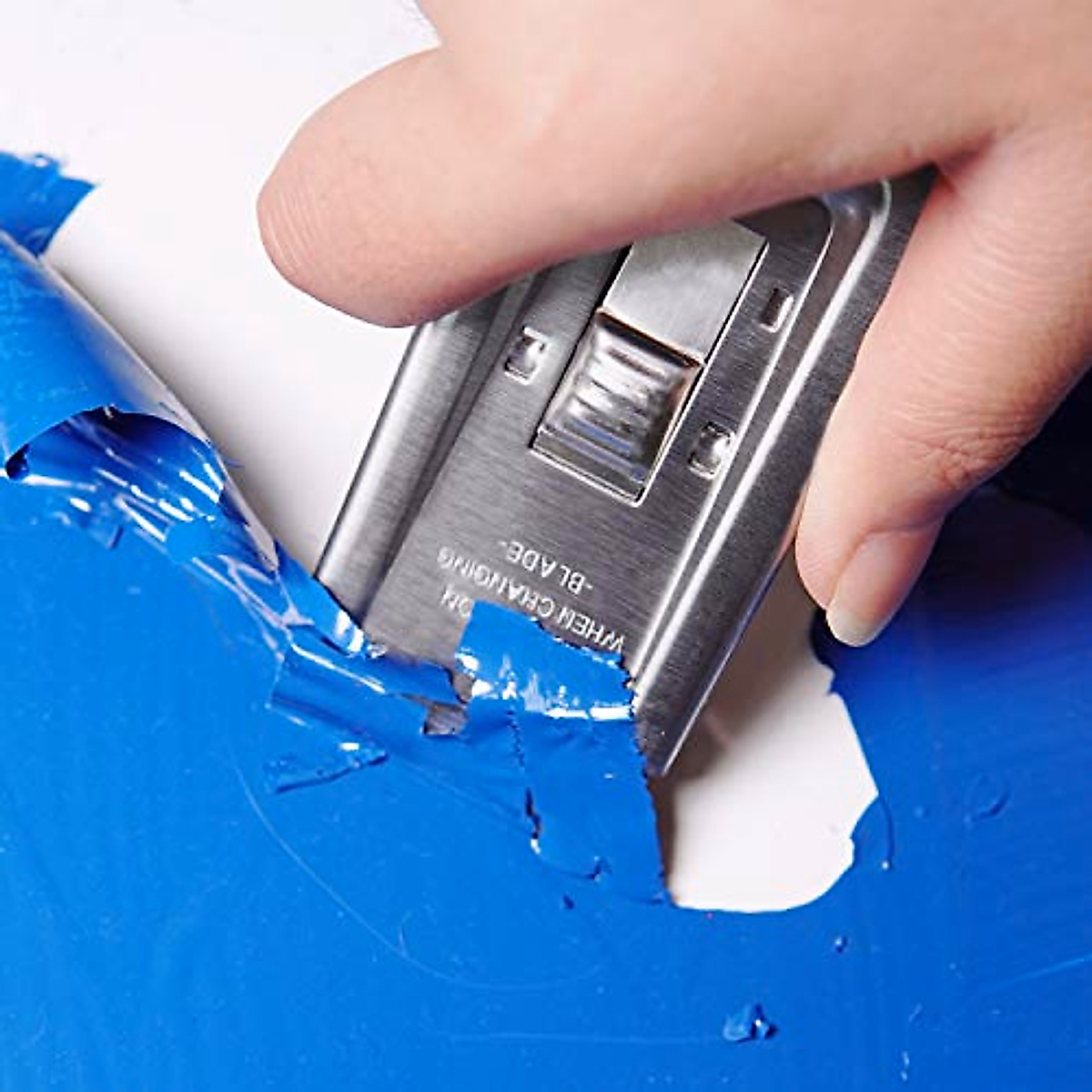 MANUFORE Portable Multi-Purpose Stainless Steel Razor Scraper for Cleaning Glass, Stove-top, Window, Floor with 10 Stainless Steel Blades