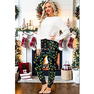 Christmas Lights Pajama Pants Women Sleepwear Bottom Family Casual Athletic Sweatpants M