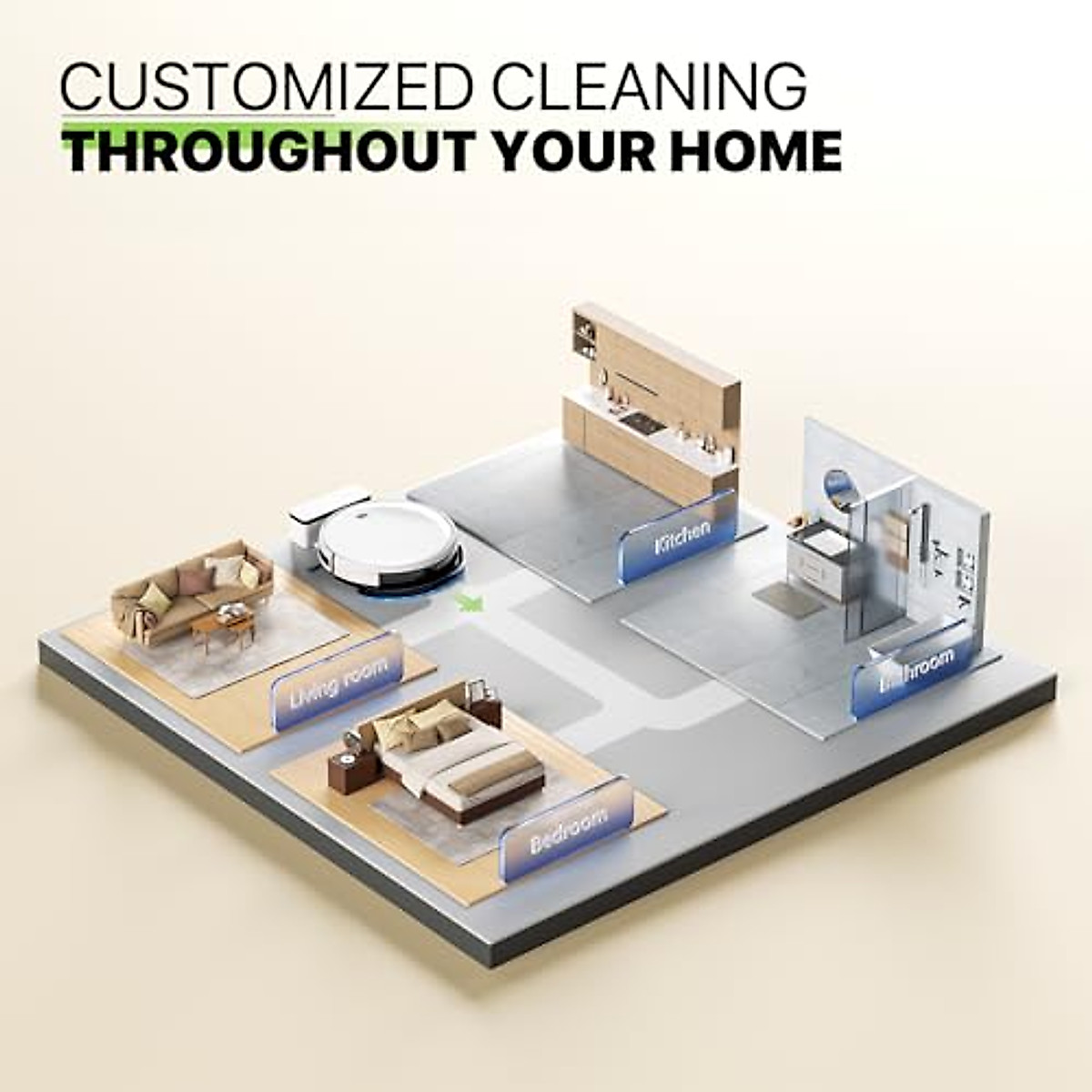 Magshion Robot Vacuum and Mop Combo, Wi-Fi/App, Automatic Self-Charging Robotic Vacuum Cleaner, 2800Pa Suction, Good for Hard Floors Carpets, White