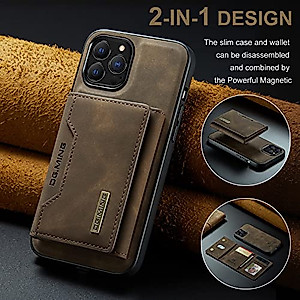 SZHAIYU Leather Wallet Phone Cases Compatible with iPhone 14 Pro Max Case with Card Holder Men 6.7'' 2 in 1 Detachable Back Cover (Coffee,IP 14 Pro Max)