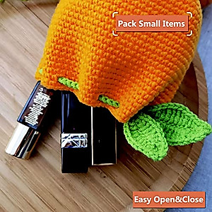 Deselen Small Crochet Tote Bag - Handmade Drawstring Bucket Bag Bunches Pocket - Orange Styling Crossbody Bags for Women Trendy, Great for Girl or kids, Small