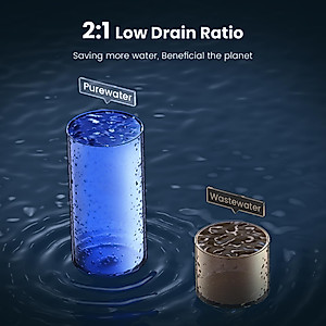 Waterdrop Reverse Osmosis System G3P600, NSF/ANSI 58 & 372 Certified, Tankless Under Sink RO System, RO Water Filter System, TDS Reduction, 600 GPD, Smart LED Faucet